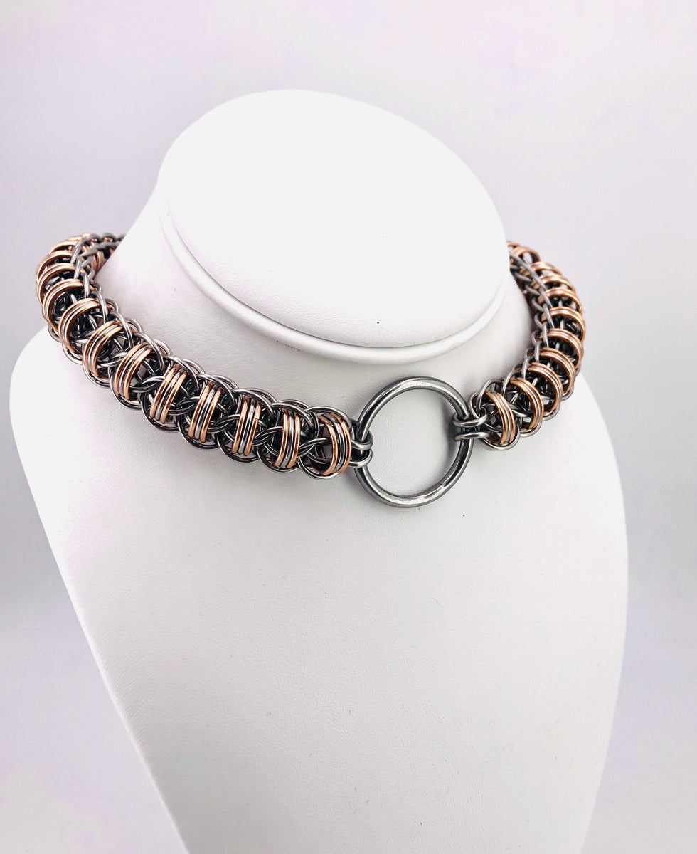 Stainless Steel and Bronze BDSM Collar – Foxy Feisty Redhead