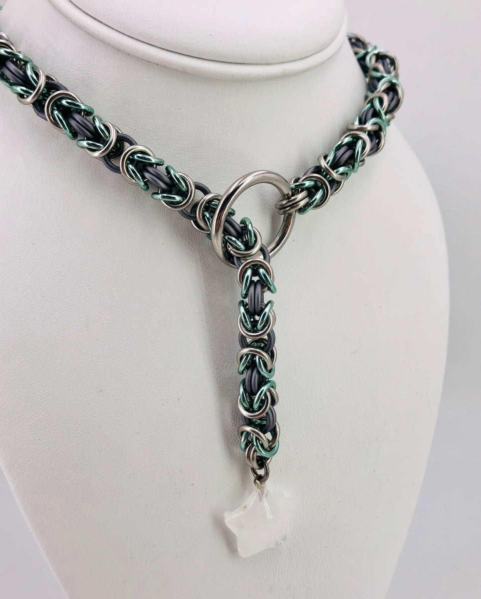 Grey and Light Blue Lariat-Style Day Collar – Foxy Feisty Redhead